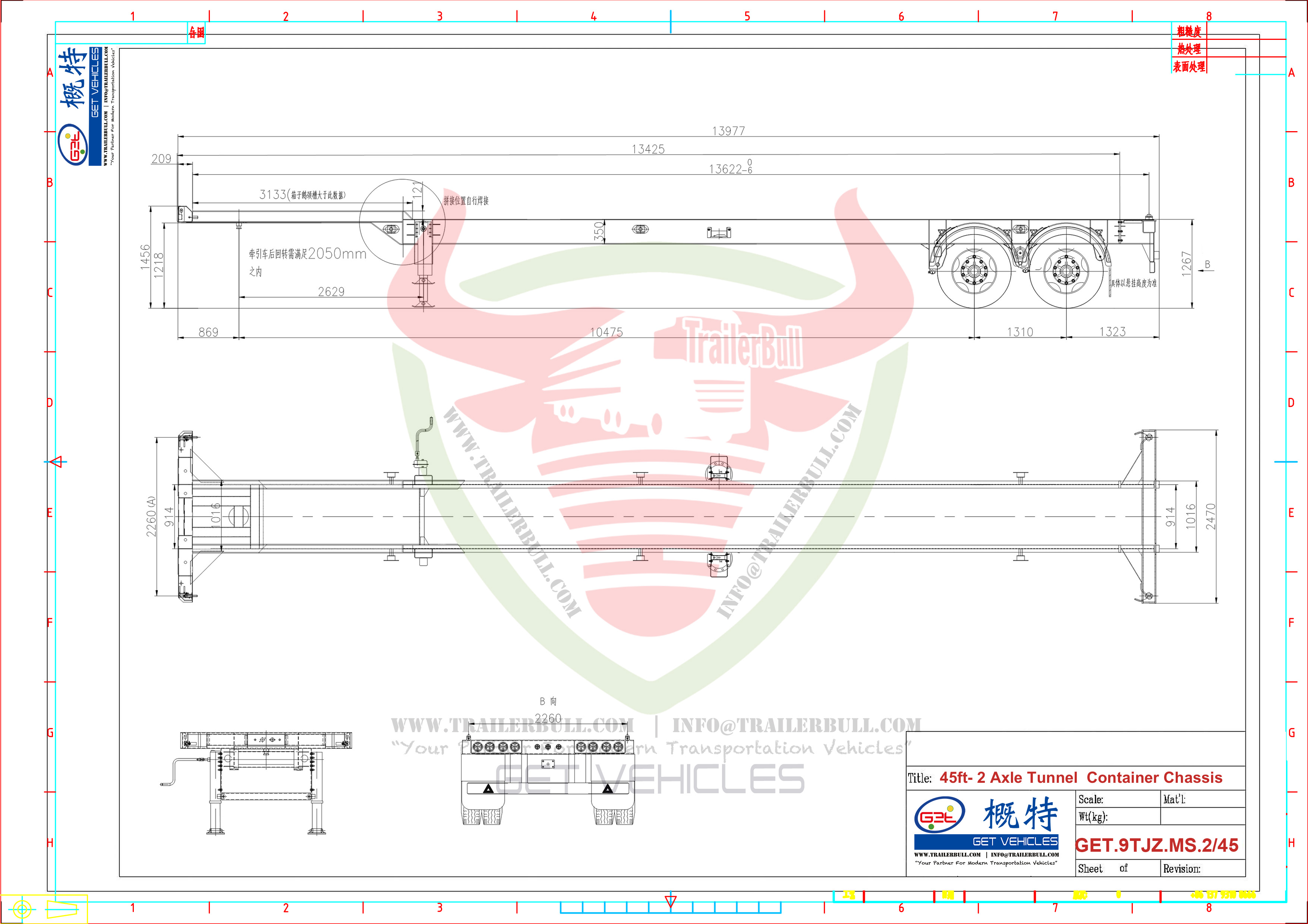 45ft Container Chassis for ISO Tunnel Container Transportation - Buy ...