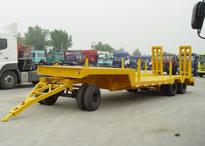 10m 30T Draw Bar Low Bed Full Trailer with 3 Axles for Small Machine ...