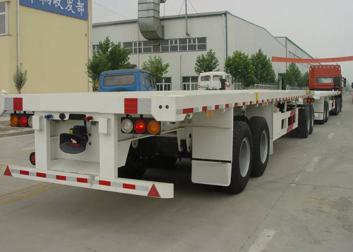 80ft FlatBed Semi Trailer Train with 1 Flatbed Trailer And 1 Draw Bar ...