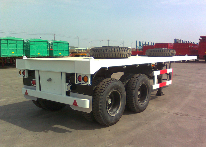 2 BPW Axles Flatbed Semi Trailer For 20 Feet Heavy Loaded ISO Container ...