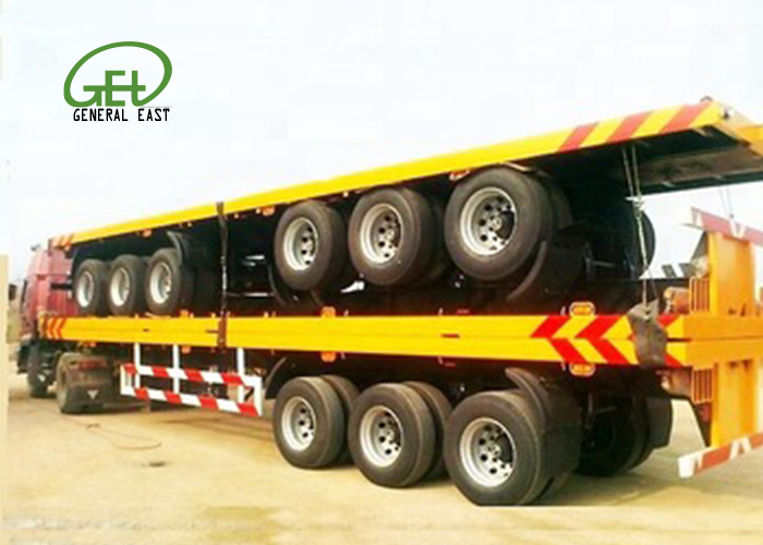 53ft Low Platform Flatbed Semi Trailer , 60T Flatbed Semi Trailer ...