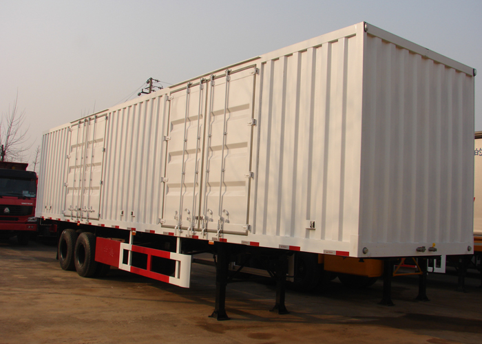13m Closed Steel Dry Freight Box Trailer with 2 Axles for Bulk And Case ...