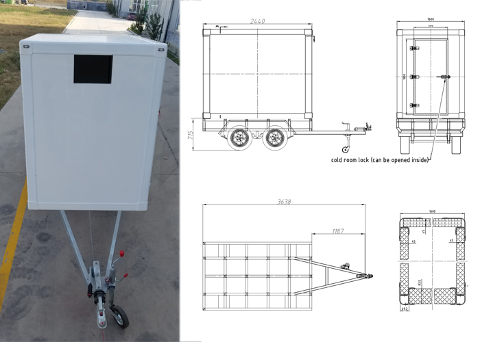 MOBILE FREEZER COLD ROOM TRAILER with FRP+PU+FRP Composite sandwich ...